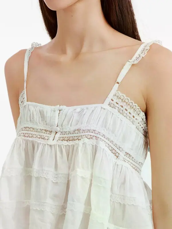 Free People Lace-trim Pleated Top