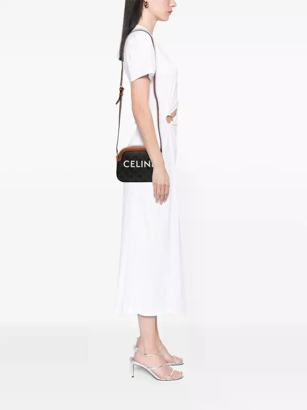 Celine 2020 Small Triomphe Coated Canvas Logo Camera Bag Crossbody Bag