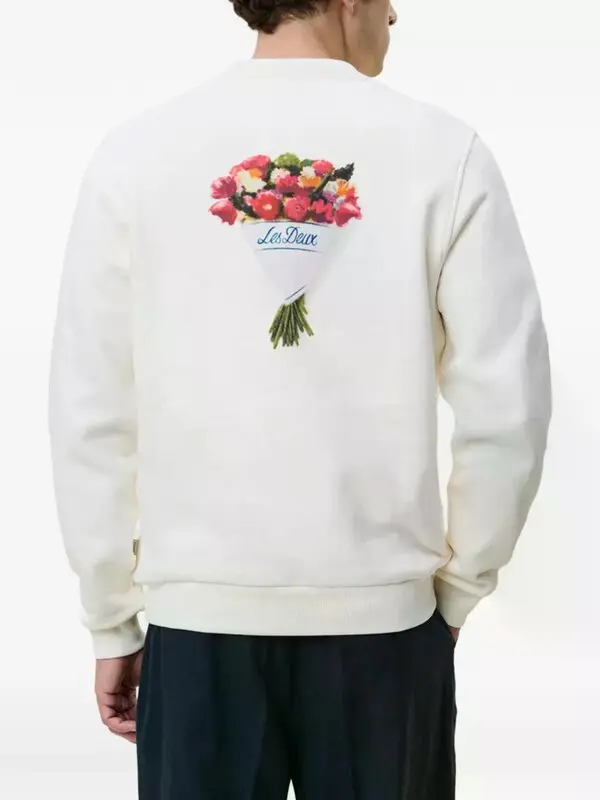 LES DEUX Logo-embroidered Floral-print Sweater