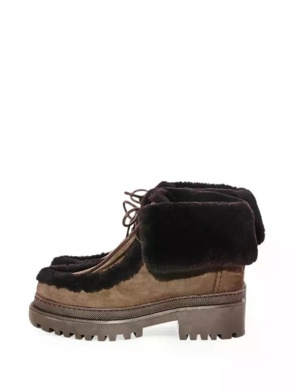 YVES SALOMON Shearling-trim Suede Ankle Boots