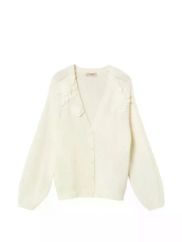 TWINSET Cardigan With Crochet Flowers - Neutrals