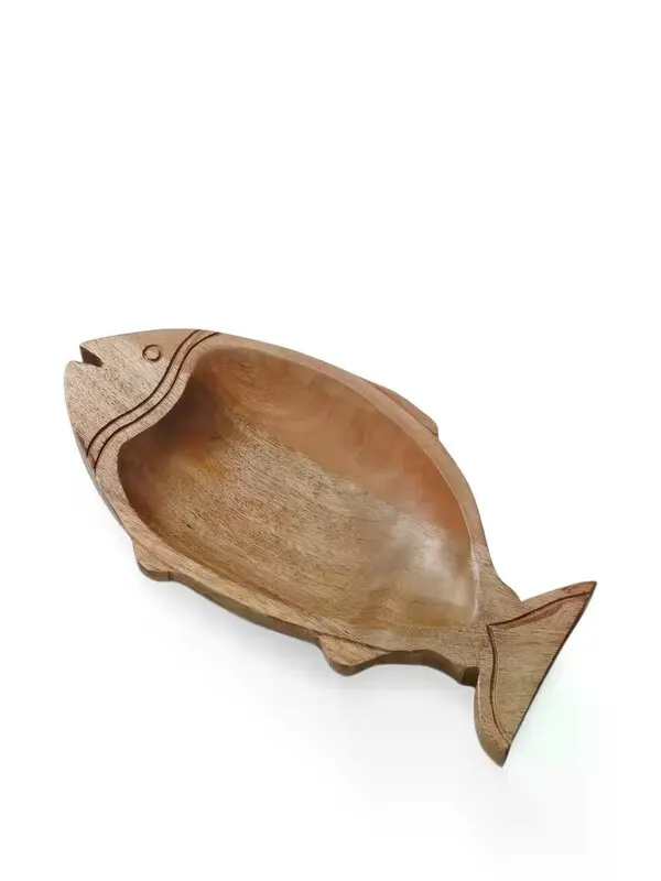 CU I SEEYOU Fish-shaped Wooden Tray - Brown