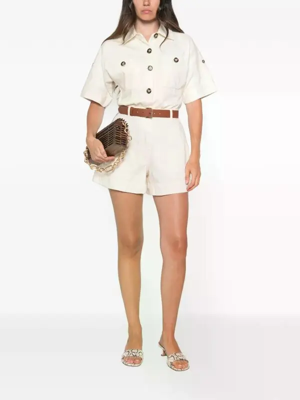 SELF-PORTRAIT Button-fastening Short-sleeve Denim Playsuit