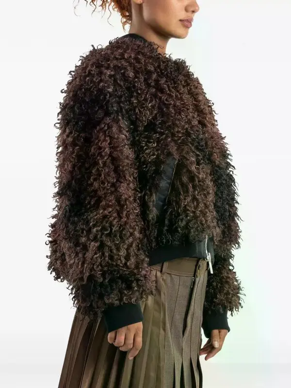 Sacai Faux-fur Panelled Jacket - Brown