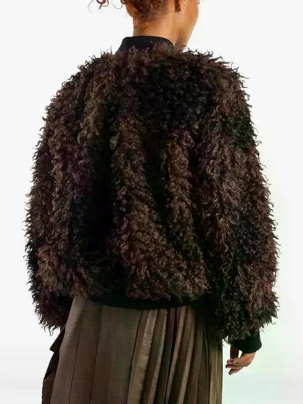 Sacai Faux-fur Panelled Jacket - Brown