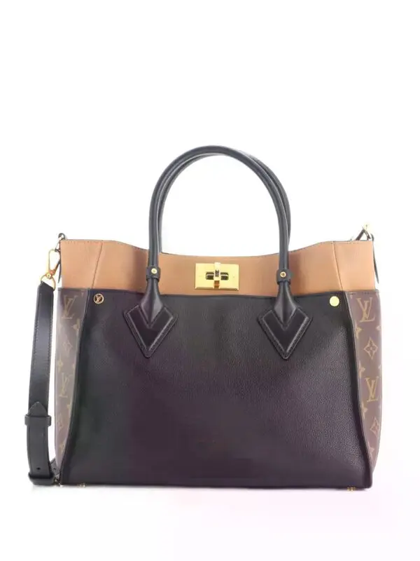 LOUIS VUITTON On My Side Leather With Monogram Canvas Mm Tote Bag
