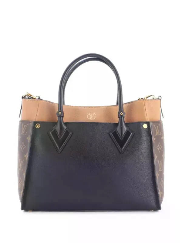 LOUIS VUITTON On My Side Leather With Monogram Canvas Mm Tote Bag