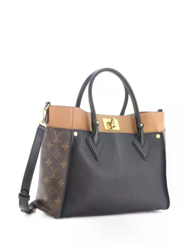 LOUIS VUITTON On My Side Leather With Monogram Canvas Mm Tote Bag