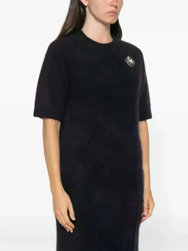 Maje Embellished Short-sleeve Sweater