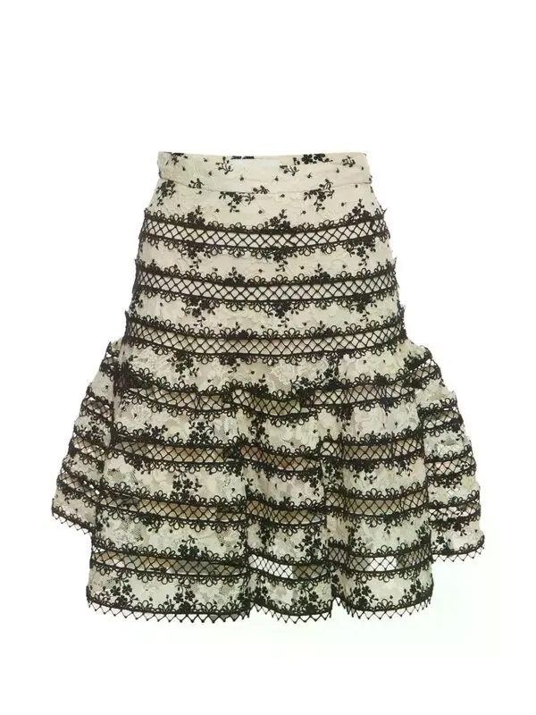 Zimmermann Embroidered Lace-trim Mini Skirt - Neutrals