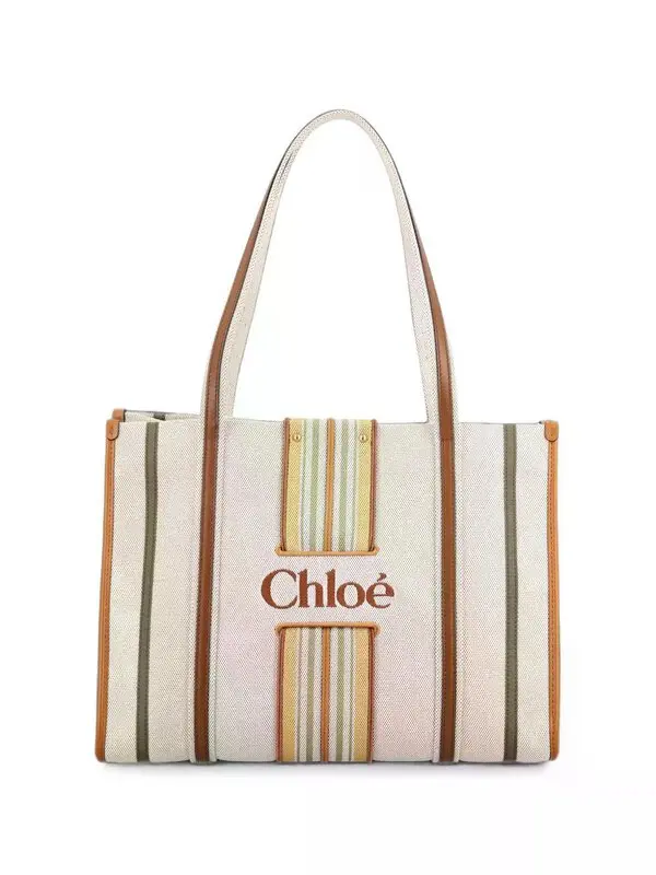 Chloé Small Woody Loop Tote Bag In Canvas - Neutrals