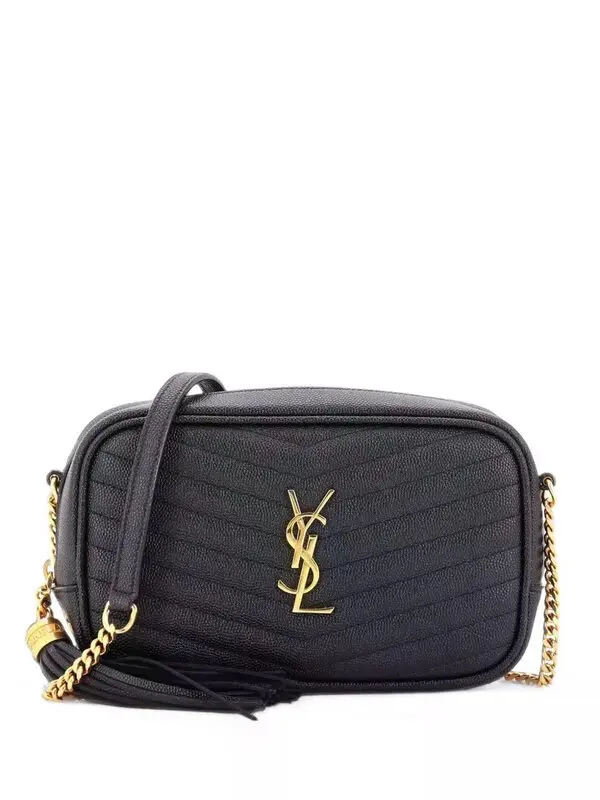 Saint Laurent Lou Camera Bag Matelasse Chevron Leather Mini Crossbody Bag - Black