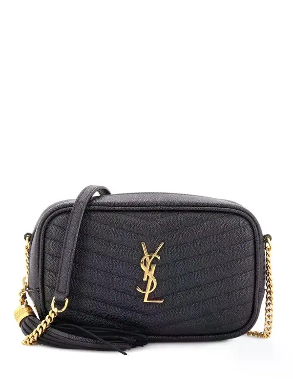 Saint Laurent Lou Camera Bag Matelasse Chevron Leather Mini Crossbody Bag - Black