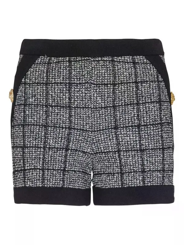 Balmain Button Check Shorts - Grey