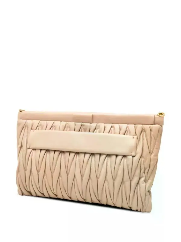 Miu Miu Matelasse Nappa Frame Clutch With Strap - Brown