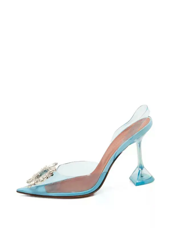 Amina Muaddi Begum Glass Slingback Pumps - Blue