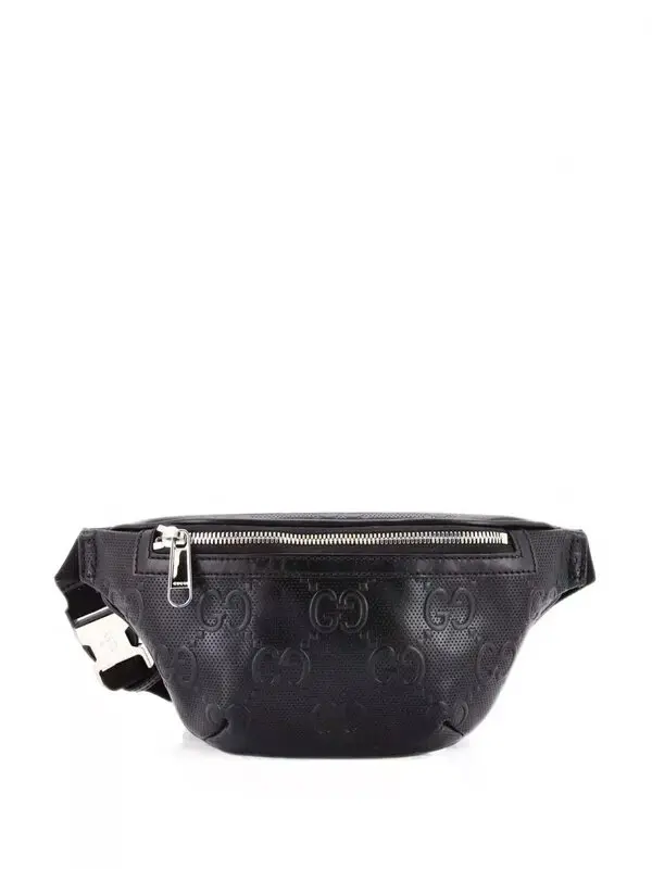 Gucci Gg Embossed Perforated Leather Small Belt Bag - Black