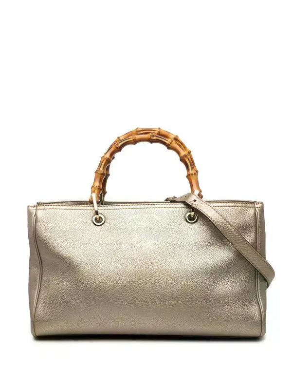 Gucci 2016-2025 Medium Calfskin Bamboo Shopper Satchel - Gold