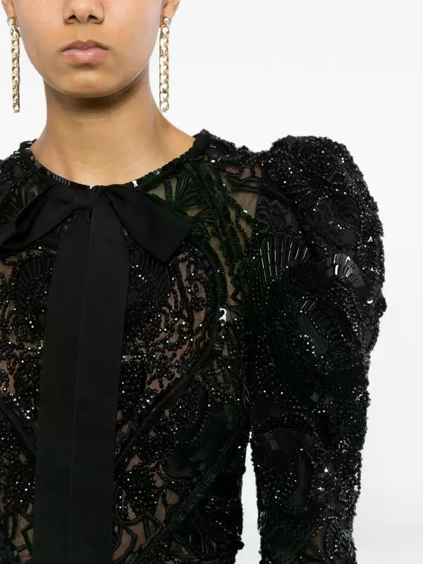 Elie Saab Beaded Juliet-sleeve Jumpsuit
