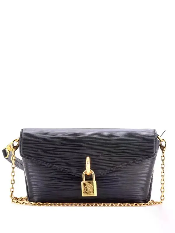 LOUIS VUITTON Padlock On Strap Handbag Epi Leather Crossbody Bag - Black