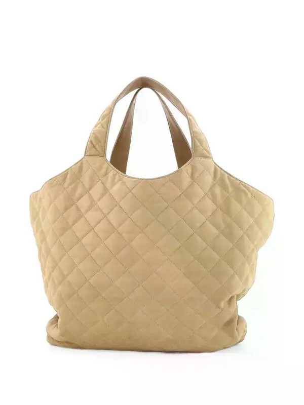 Saint Laurent Icare Shopping Quilted Nubuck Maxi Tote Bag - Neutrals