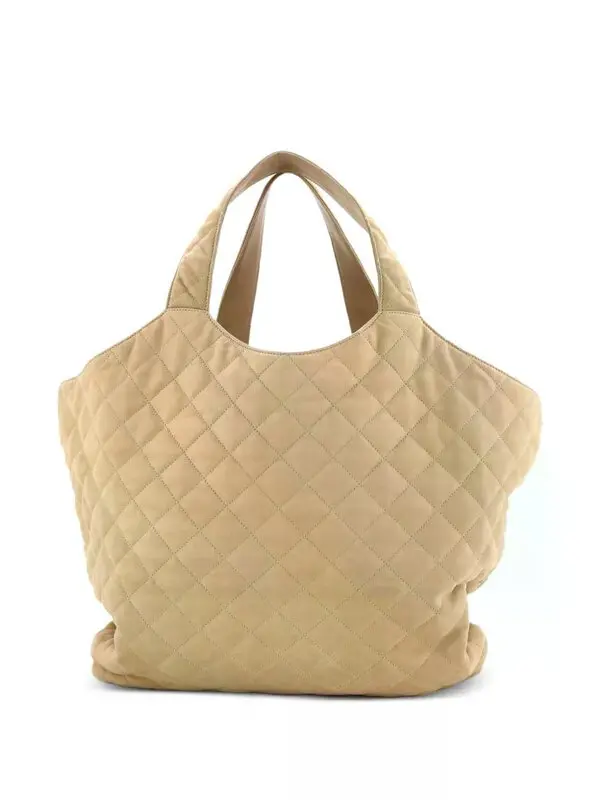 Saint Laurent Icare Shopping Quilted Nubuck Maxi Tote Bag - Neutrals