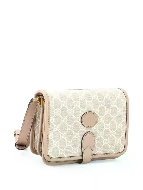 Gucci Interlocking G Patch Messenger Bag Gg Coated Canvas Mini Crossbody Bag - Neutrals