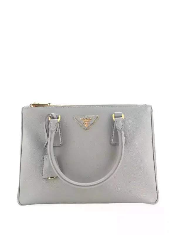 Prada Galleria Double Zip Saffiano Leather Small Tote Bag - Grey