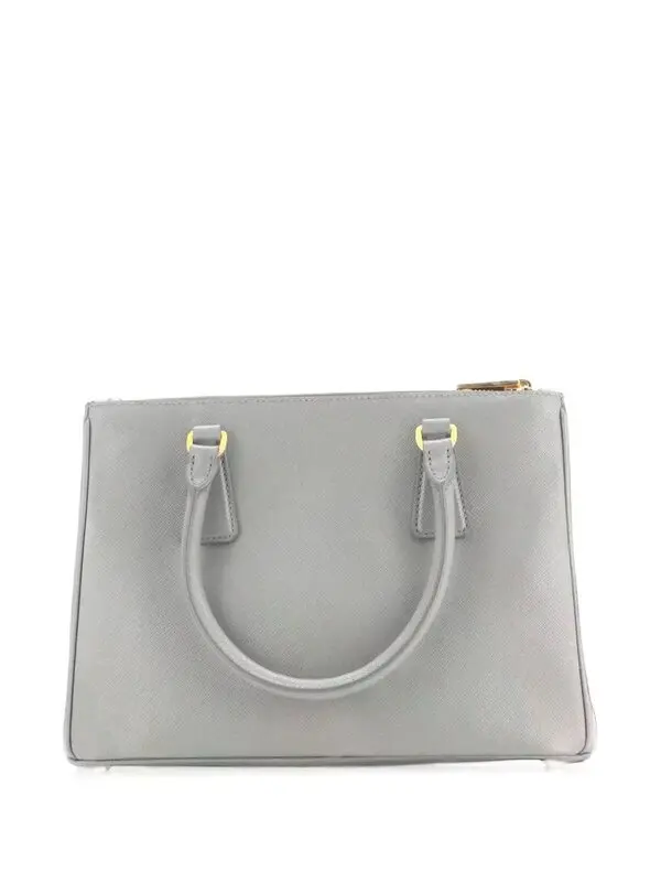 Prada Galleria Double Zip Saffiano Leather Small Tote Bag - Grey
