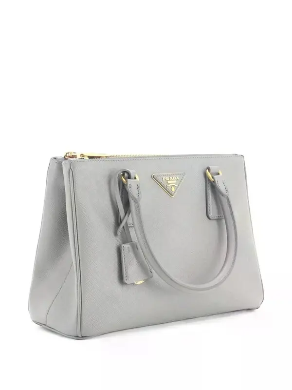 Prada Galleria Double Zip Saffiano Leather Small Tote Bag - Grey