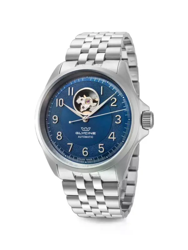 GLYCINE Combat Classic Open Heart 40mm Watch - Blue