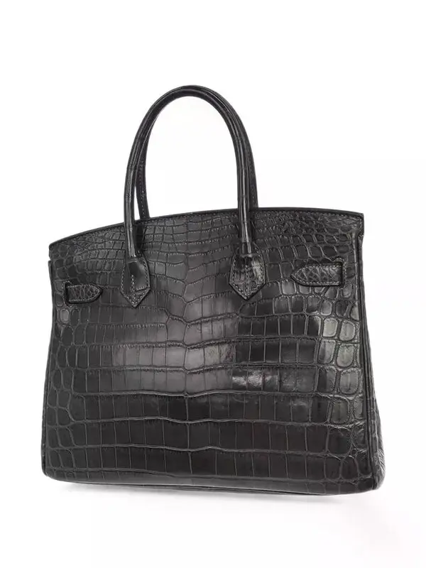 Hermès 2012 Birkin 30 Crocodile Leather Tote Bag - Black