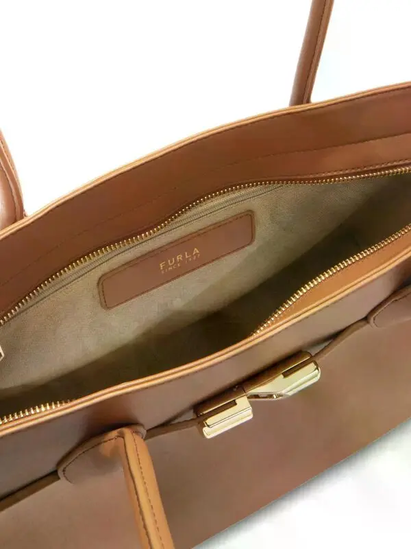 Furla Twist-lock Leather Tote Bag