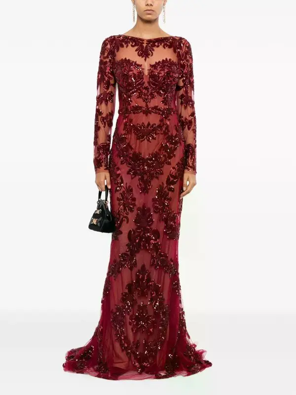 Zuhair Murad Beaded Lace Fishtail Gown