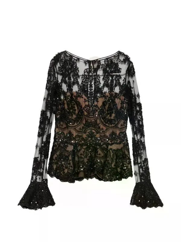 Zuhair Murad Lace-embellished Peplum Top