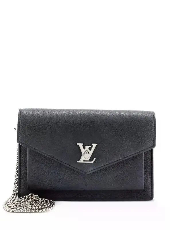 LOUIS VUITTON Mylockme Chain Pochette Leather Clutch Bag - Black