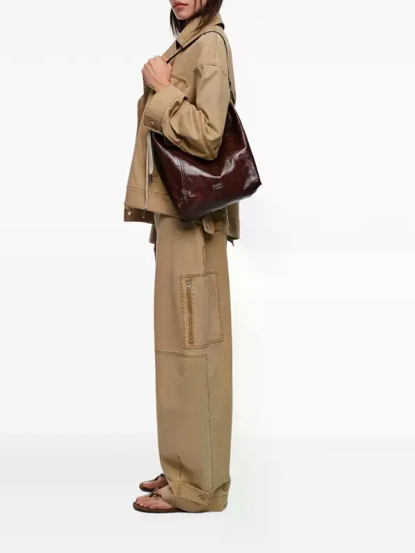 Bimba Y Lola Medium Mocha Shiny Leather Paper Bag