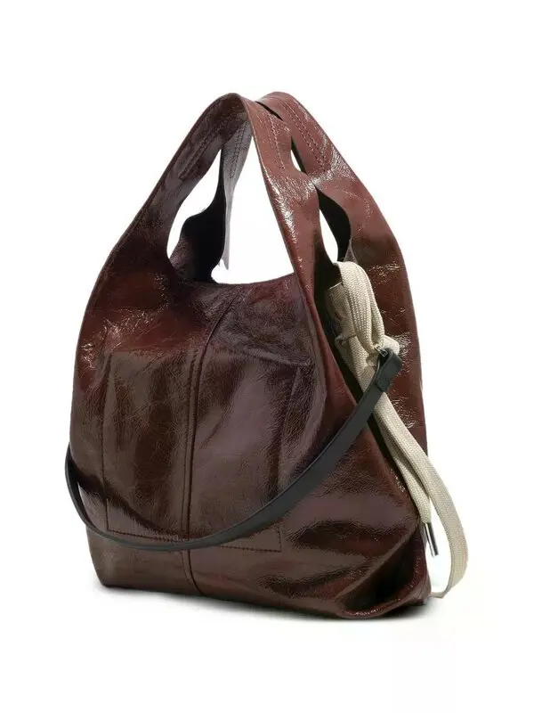 Bimba Y Lola Medium Mocha Shiny Leather Paper Bag