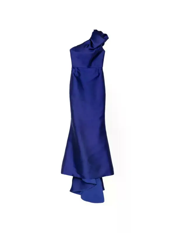 Marchesa Bow-detail Asymmetric Gown - Purple