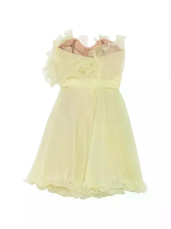 Marchesa Strapless Pleated Dress