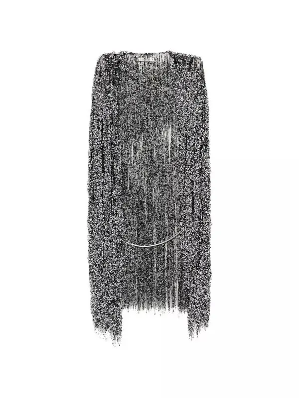 Naeem Khan Sequin-embellished Fringed Cape - Black