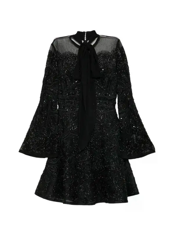 Elie Saab Embellished Tulle Dress - Black