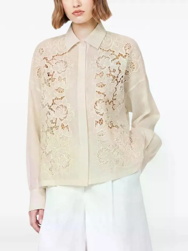 Max Mara Lace-insert Ramie Shirt