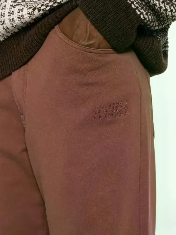 MAISON MARGIELA Logo-embroidered Wide-leg Trousers - Brown