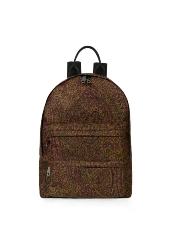 Etro Nylon Backpack With Arnica Motif - Brown