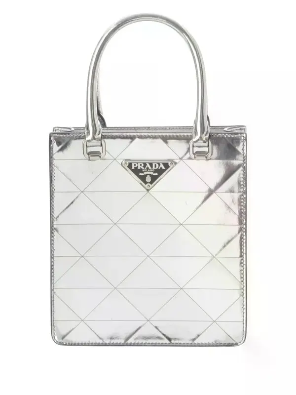 Prada 2013-2026 Metallic Spazzolato Leather Triangle Tote Satchel