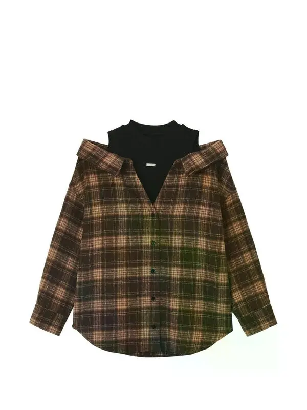 MUSIUM DIV. Checked Cold-shoulder Shirt