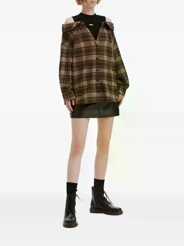 MUSIUM DIV. Checked Cold-shoulder Shirt