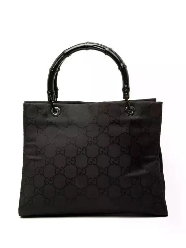 Gucci 2000-2015 Gg Nylon Bamboo Satchel - Black