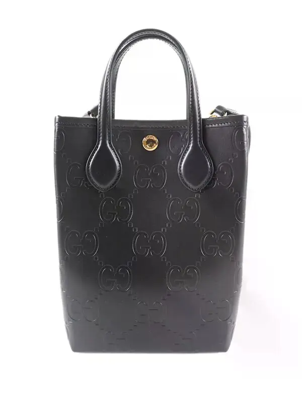 Gucci 2000-2015 Super Mini Gg Debossed Calfskin Satchel